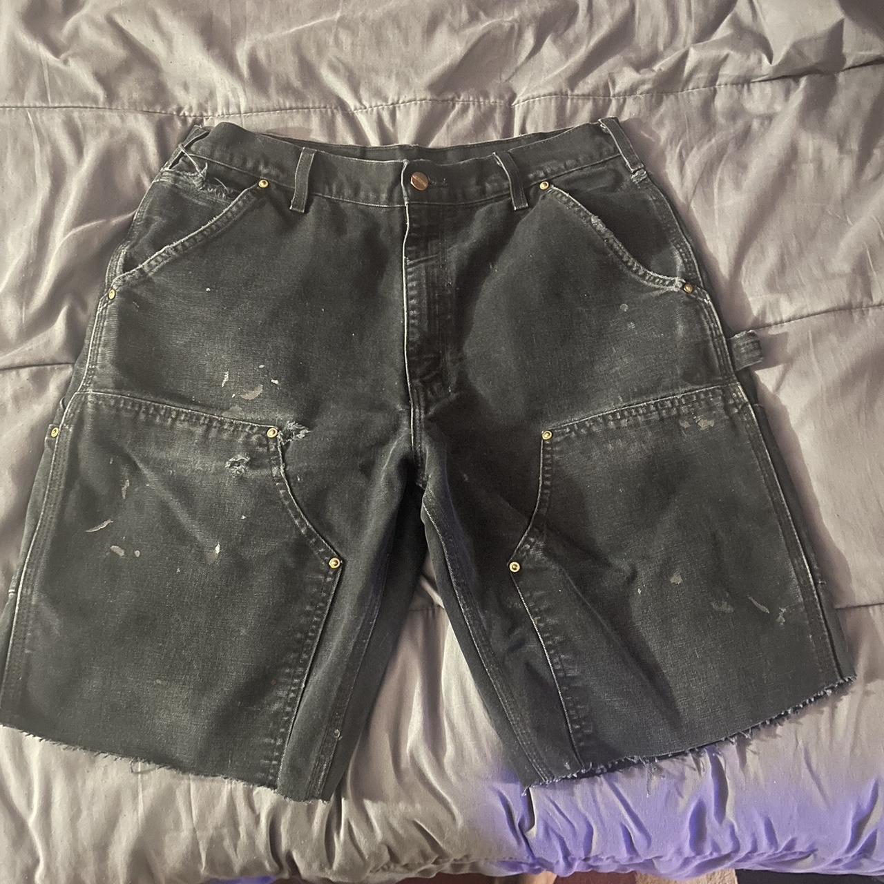Black Carhartt Double Knee Jorts (Marked 34” but... - Depop