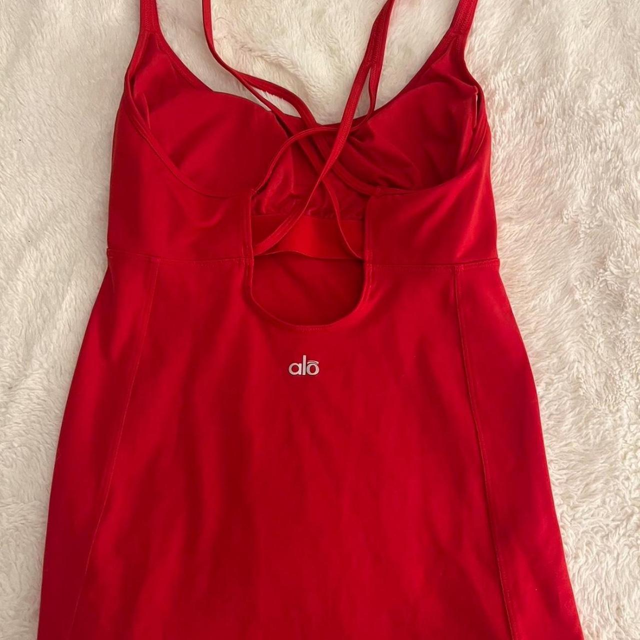 Size 4, red Alo workout top, barely worn - Depop
