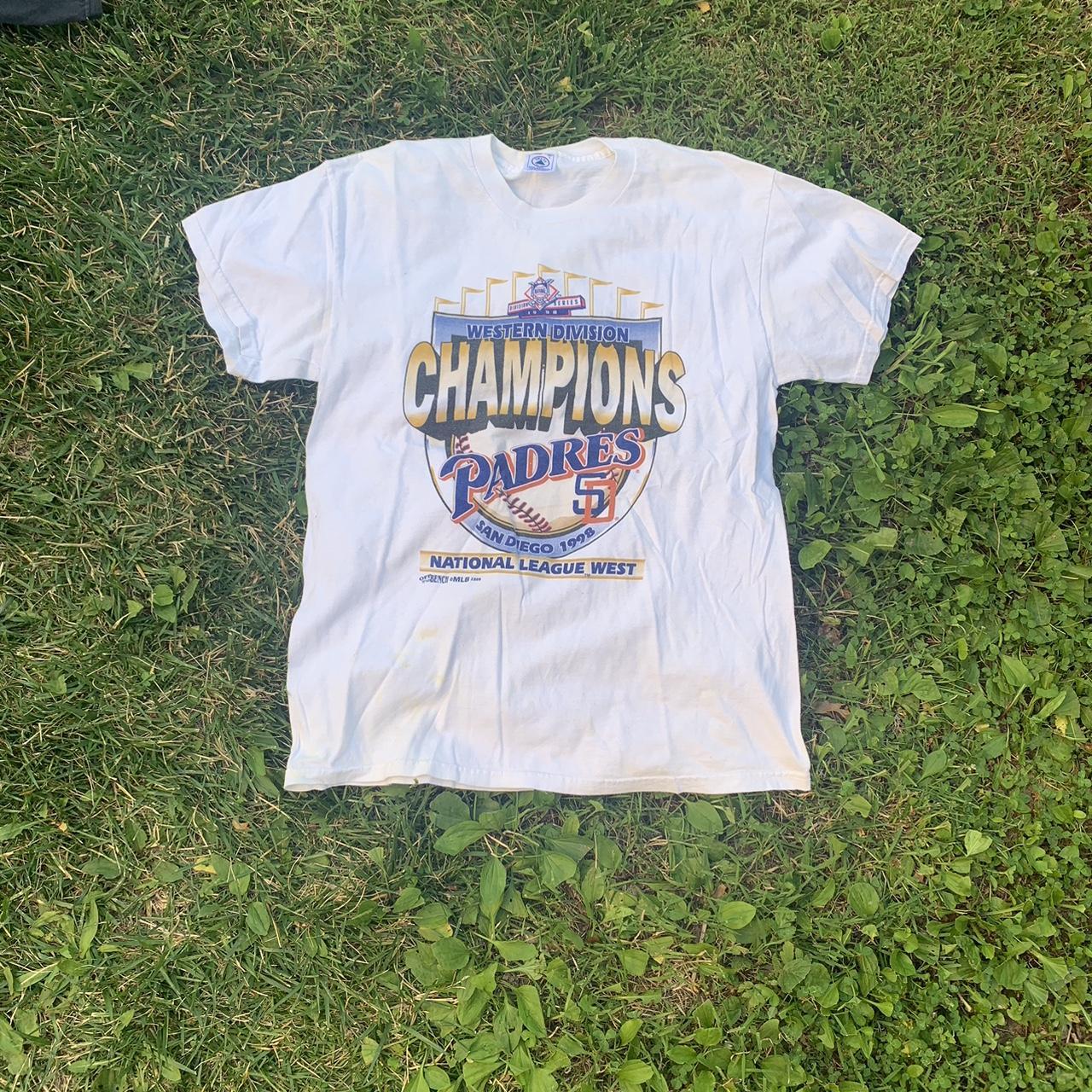 Vintage 90s padres tee, tee has a couple flaws which... - Depop