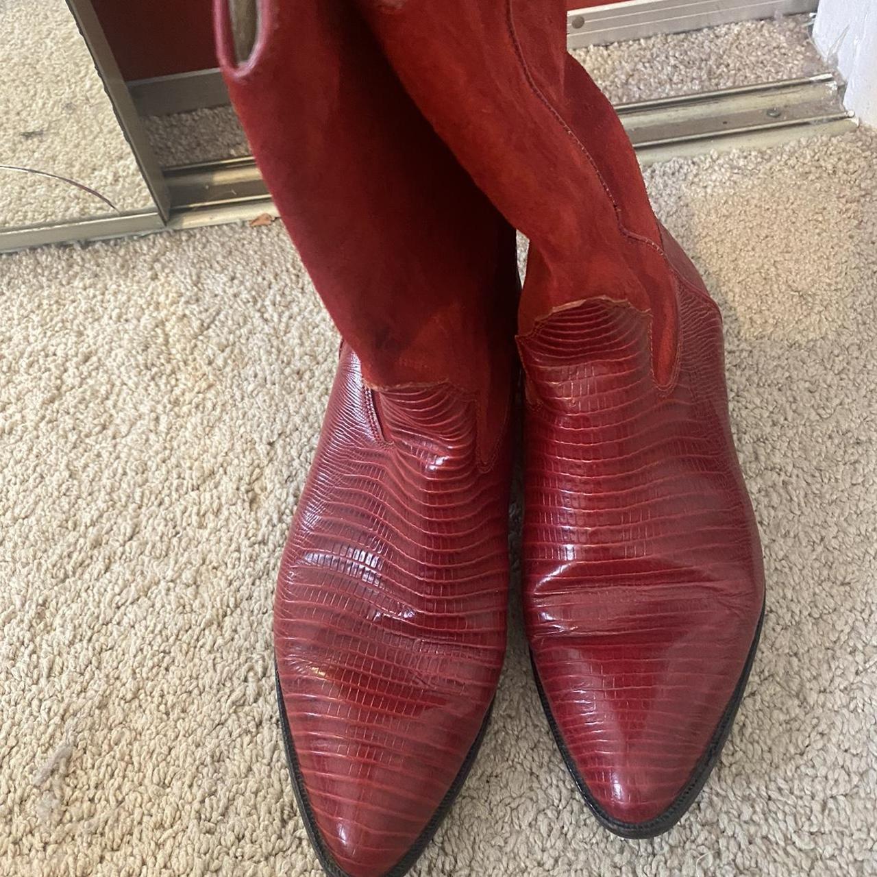 Vintage Red Cowboy Boots - Depop
