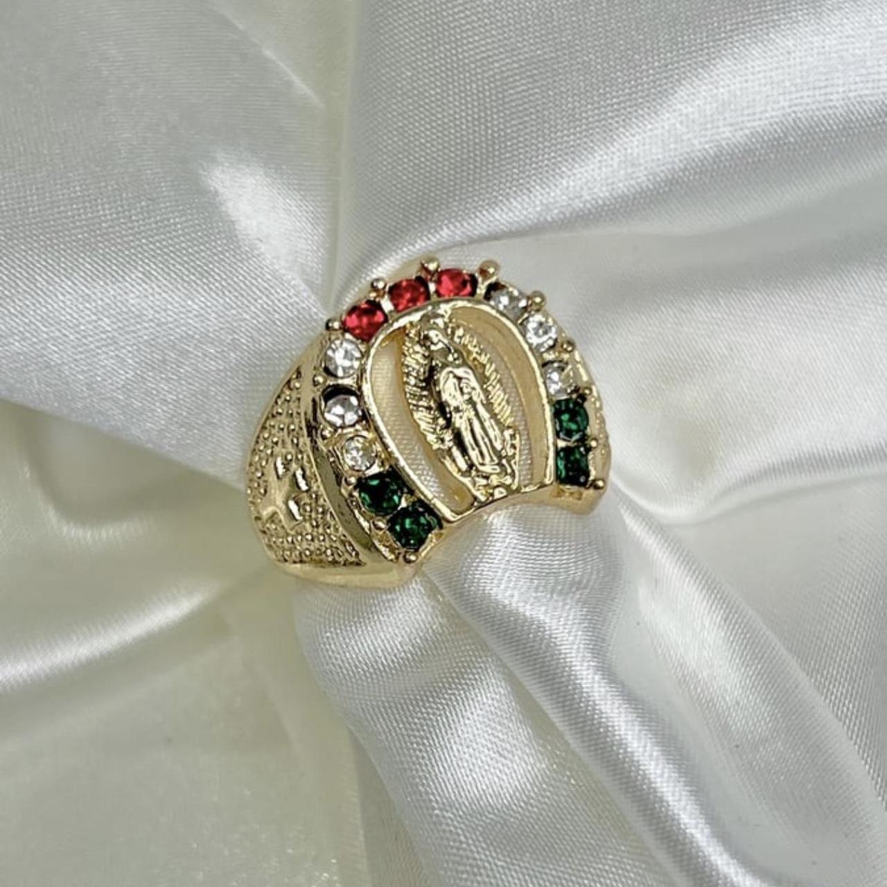 Virgin Mary Mexican flag ring gold plated 14k Water... - Depop
