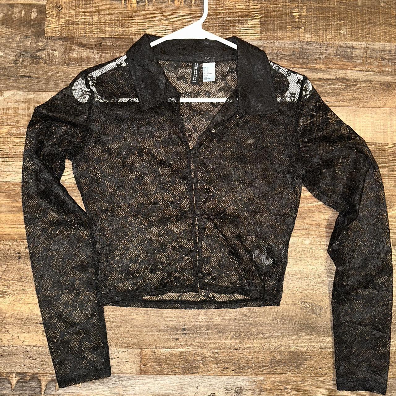 HnM DIVIDED collection. Black lace long sleeve top... | Depop