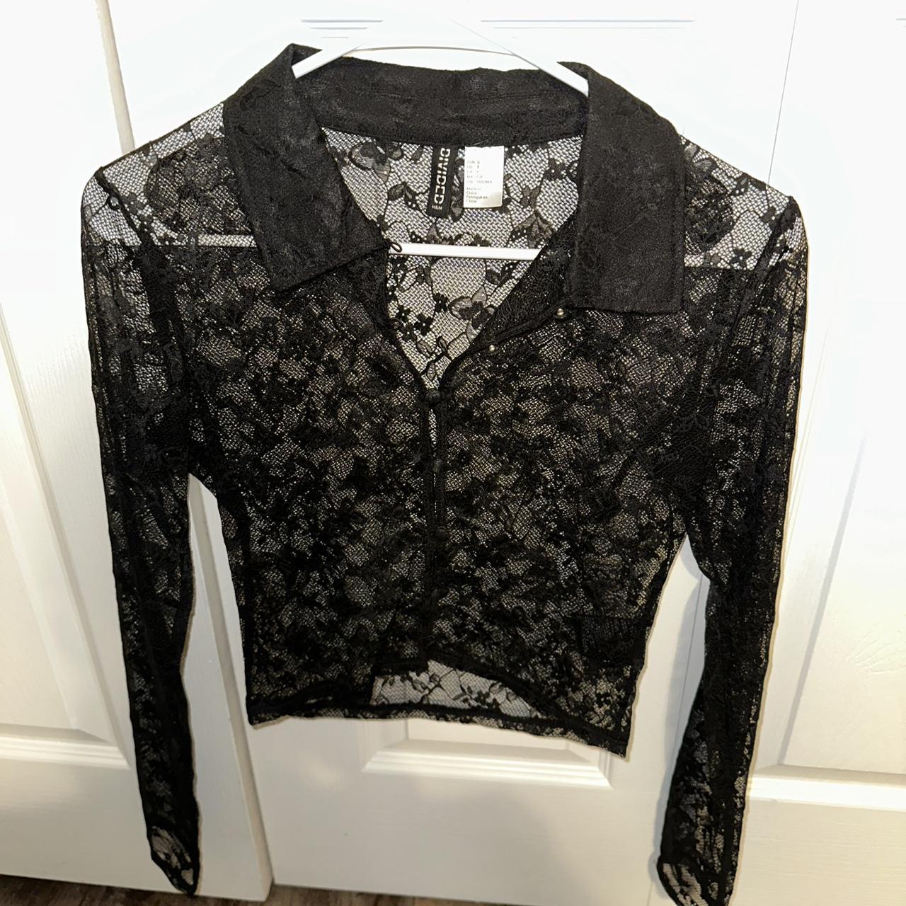HnM DIVIDED collection. Black lace long sleeve top... | Depop