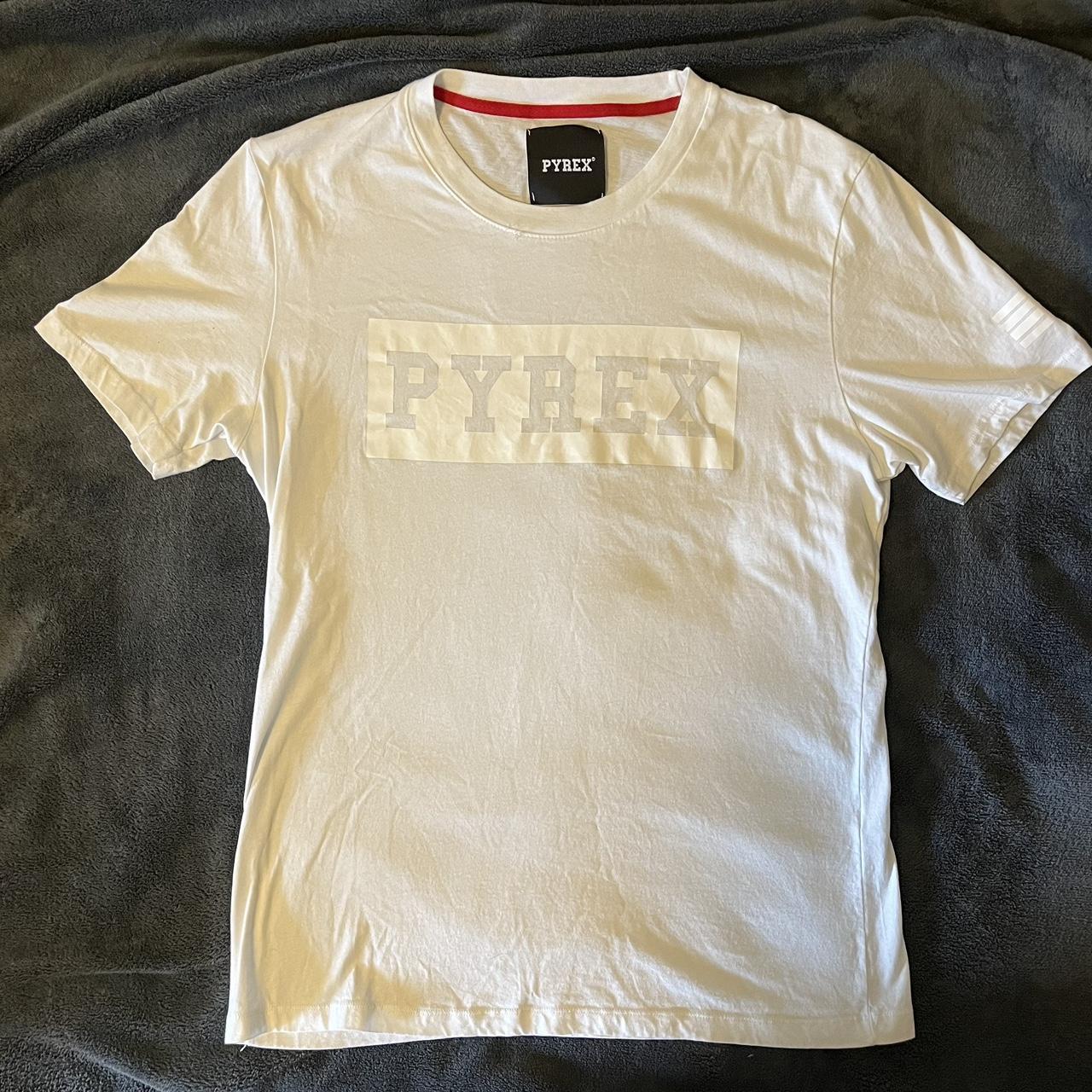 Pyrex off white t shirt white on white logo -fits... - Depop