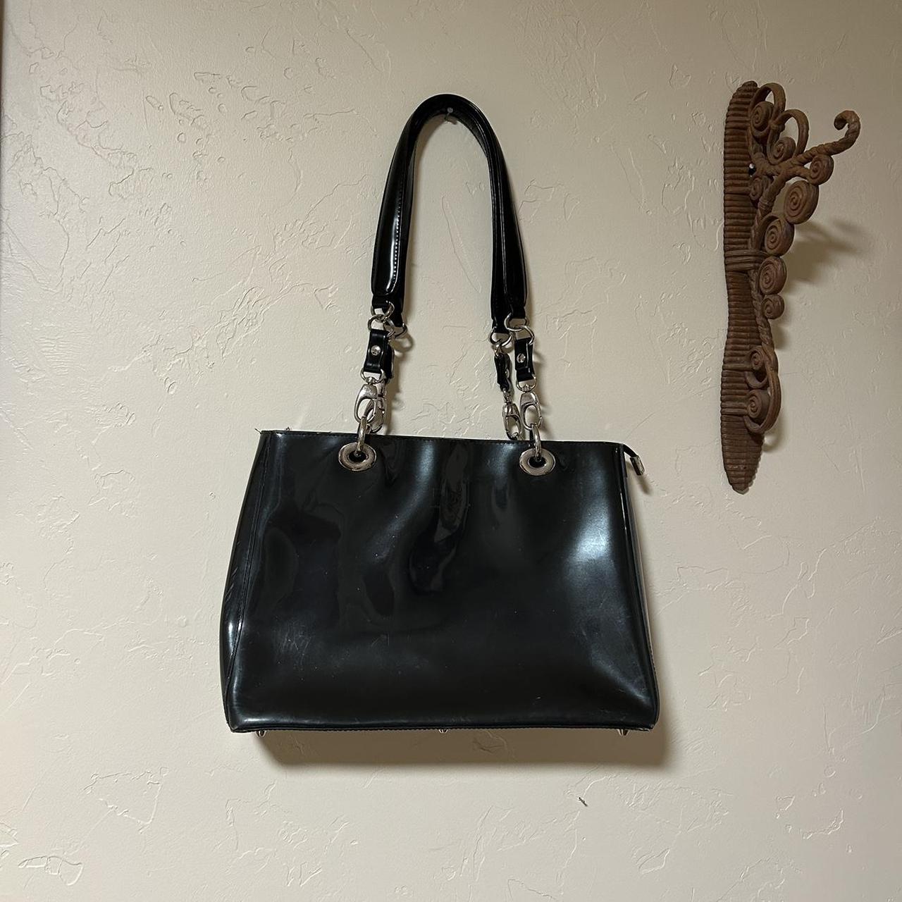 Beijo Charcoal Patent Leather Tote Purse Straps are... - Depop