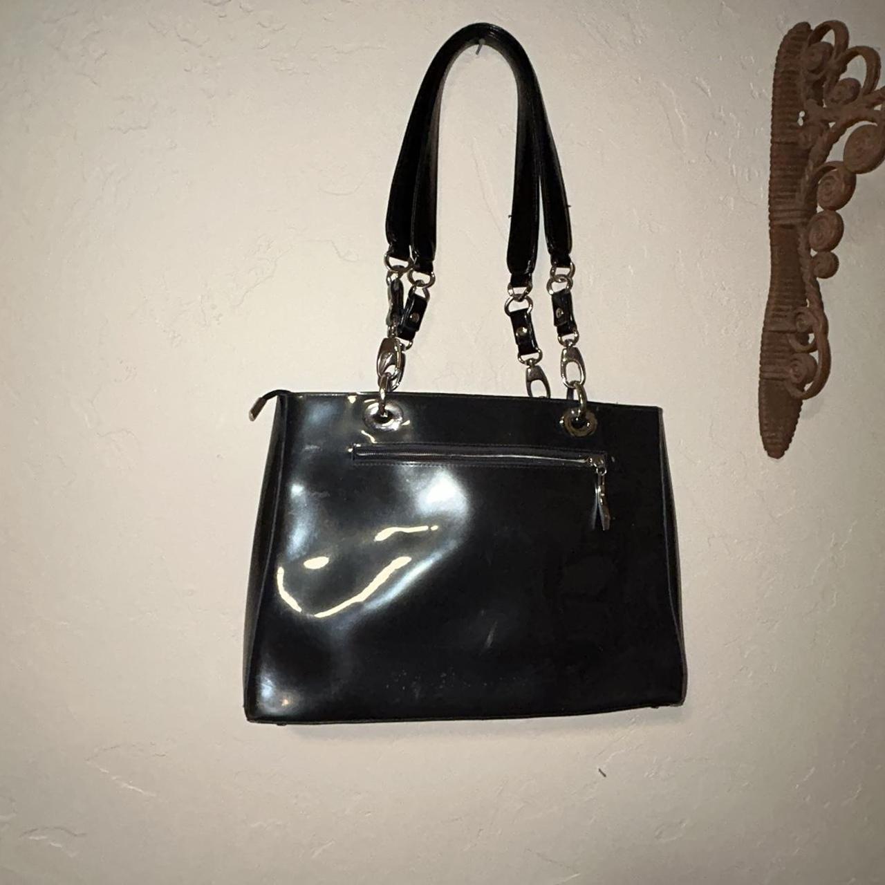 Beijo Charcoal Patent Leather Tote Purse Straps are... - Depop