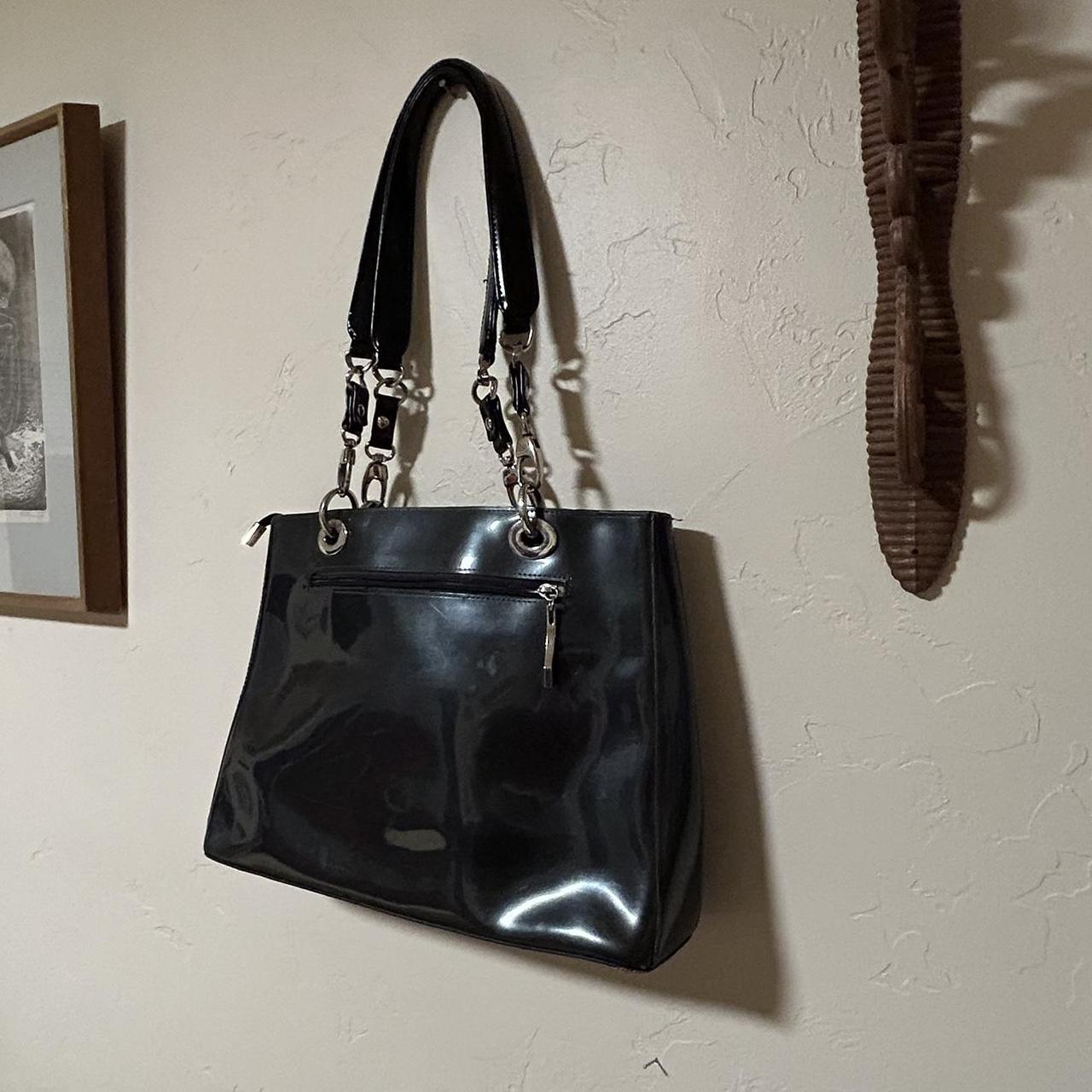 Beijo Charcoal Patent Leather Tote Purse Straps are... - Depop