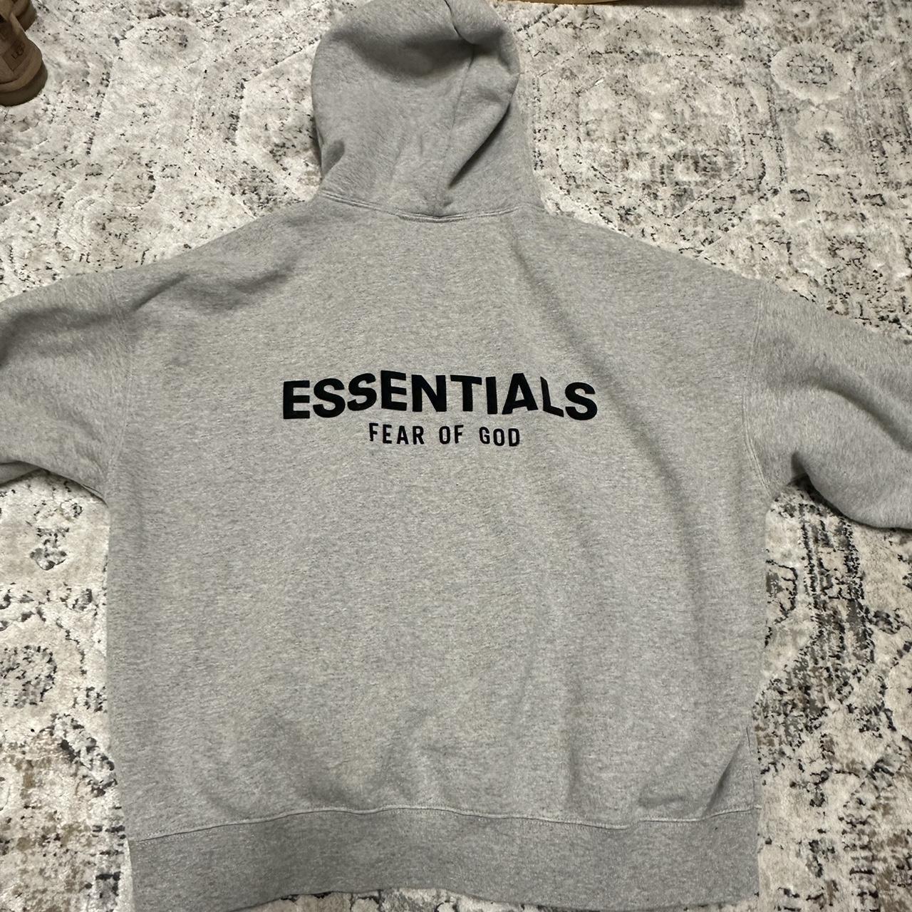 gray essentials hoodie - Depop