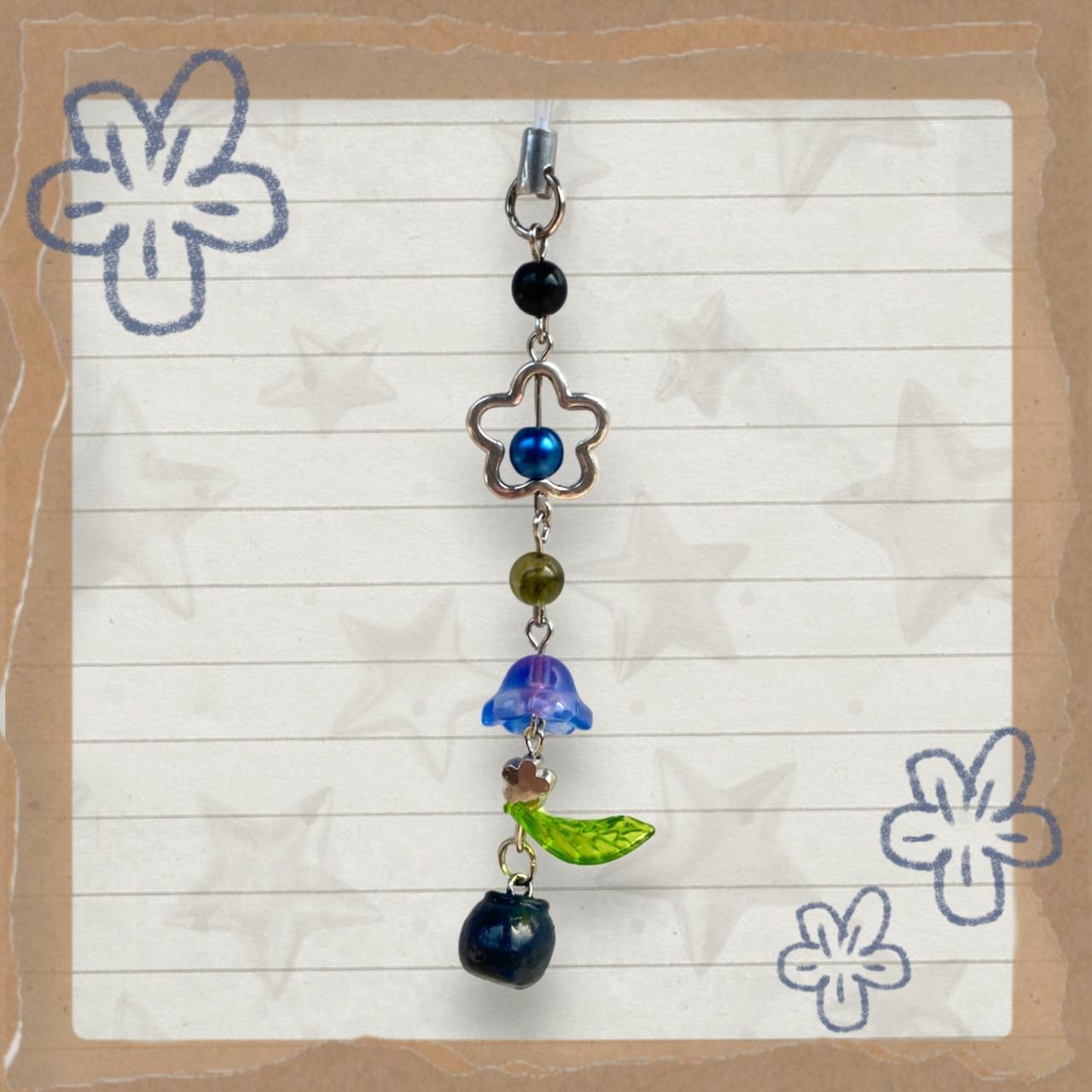 Blueberry themed phone strap/keychain with various... - Depop