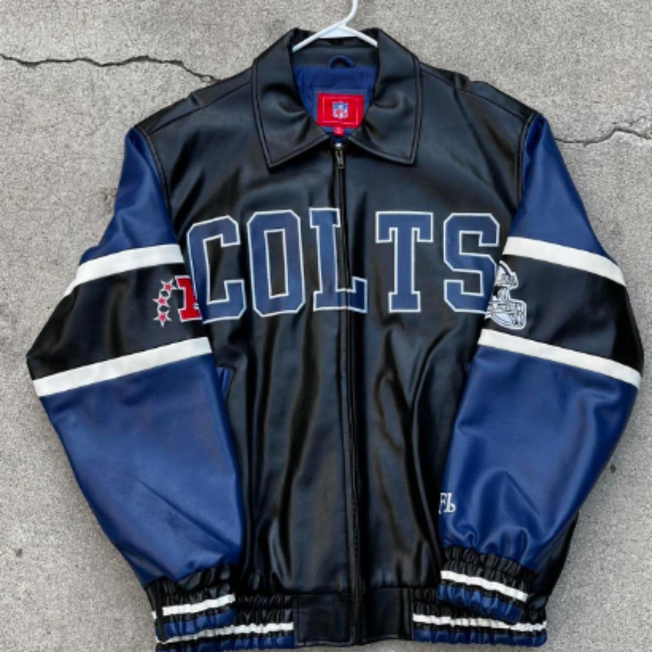 Indianapolis Colts leather jacket clean and fits... - Depop