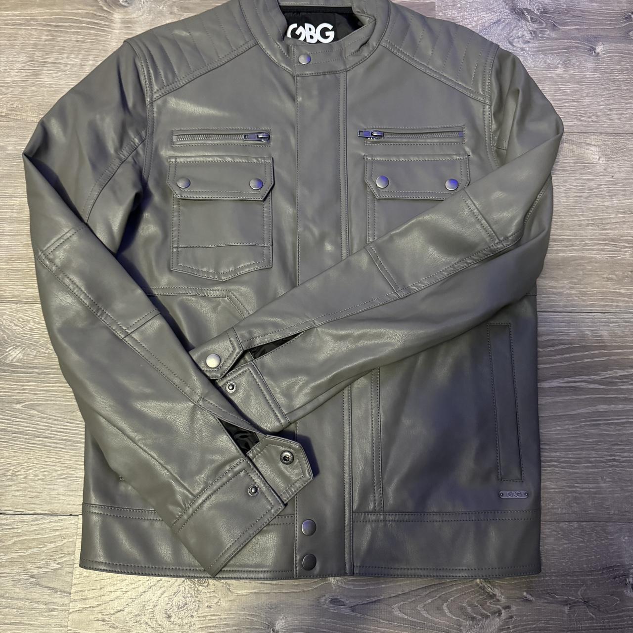 GBG leather jacket barely used like brand new size... | Depop