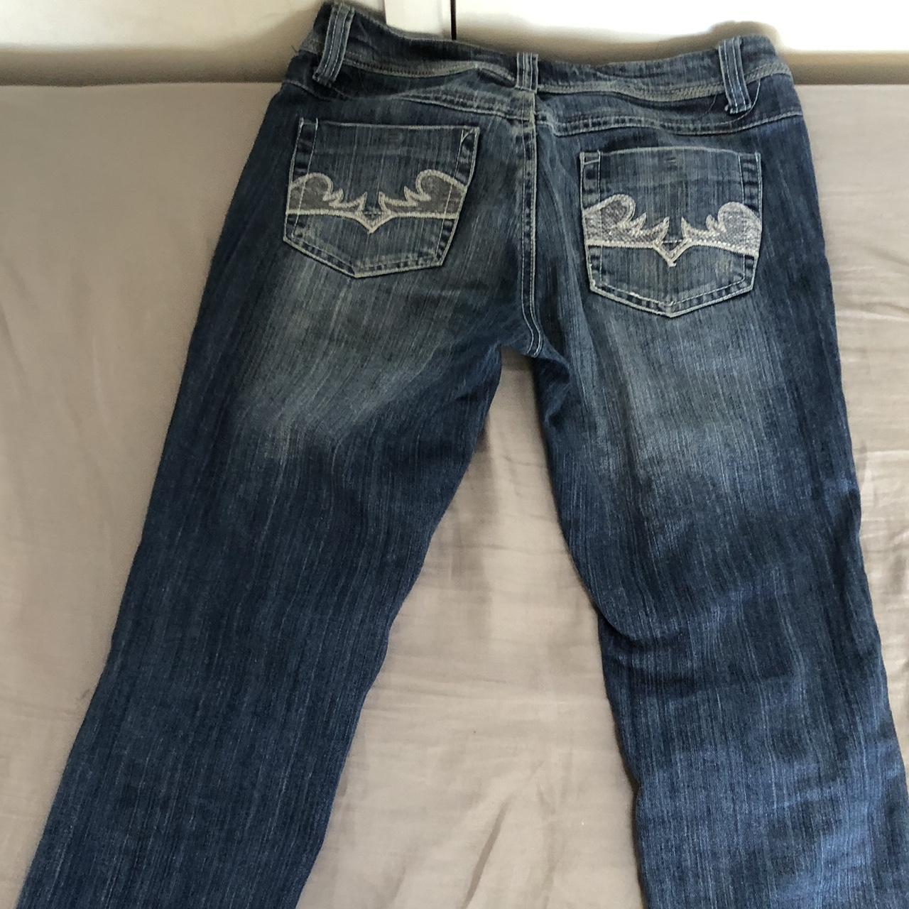 real 2000’s jeans, low rise, gorgeous detailing on... - Depop