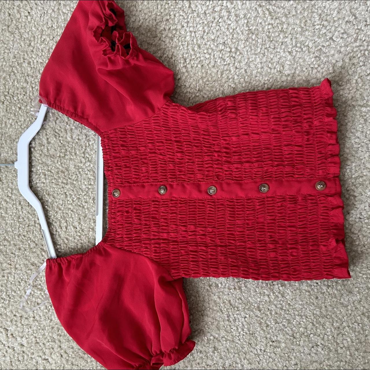 Red tight puffer sleeve top ️ Cute too from Walmart!... - Depop