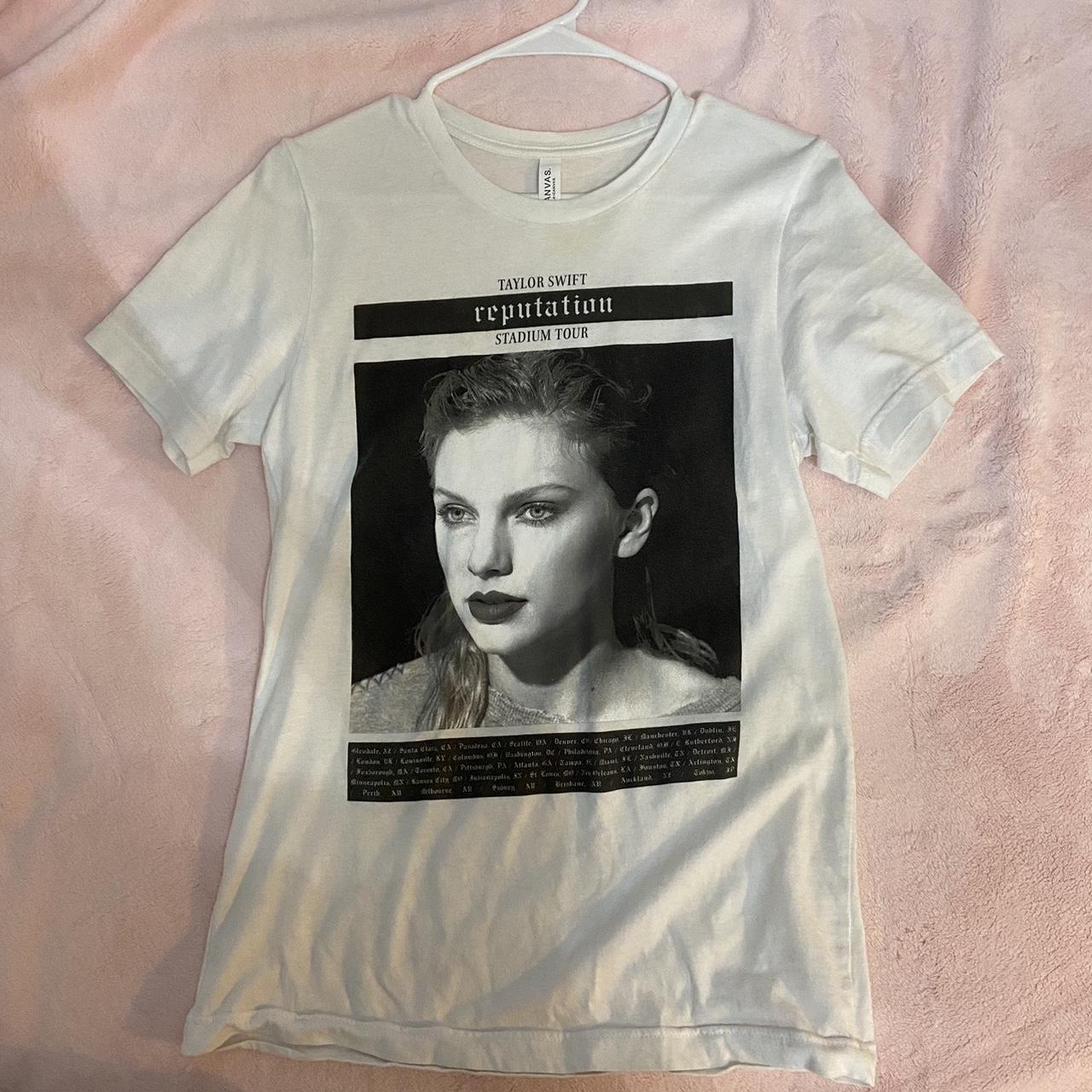 small white taylor swift reputation tour shirt!!... - Depop