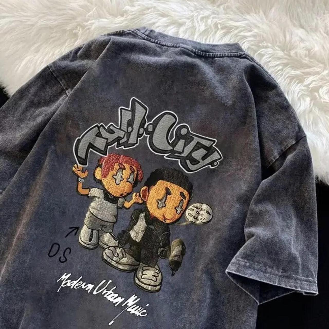 American tide brand washed and old printing heavy... - Depop