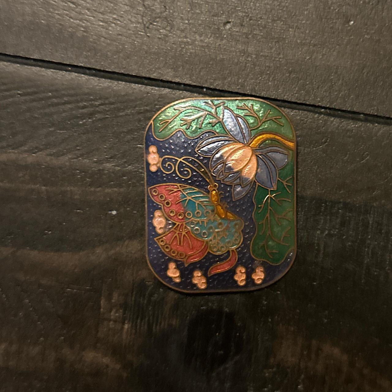 Multicoloured pin with a butterfly design #butterfly... - Depop