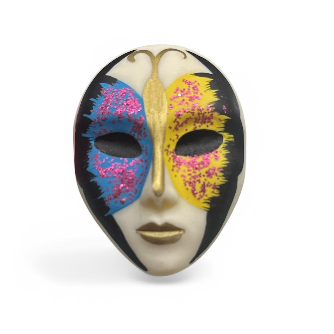 White and multi-colored butterfly Venetian mask... | Depop