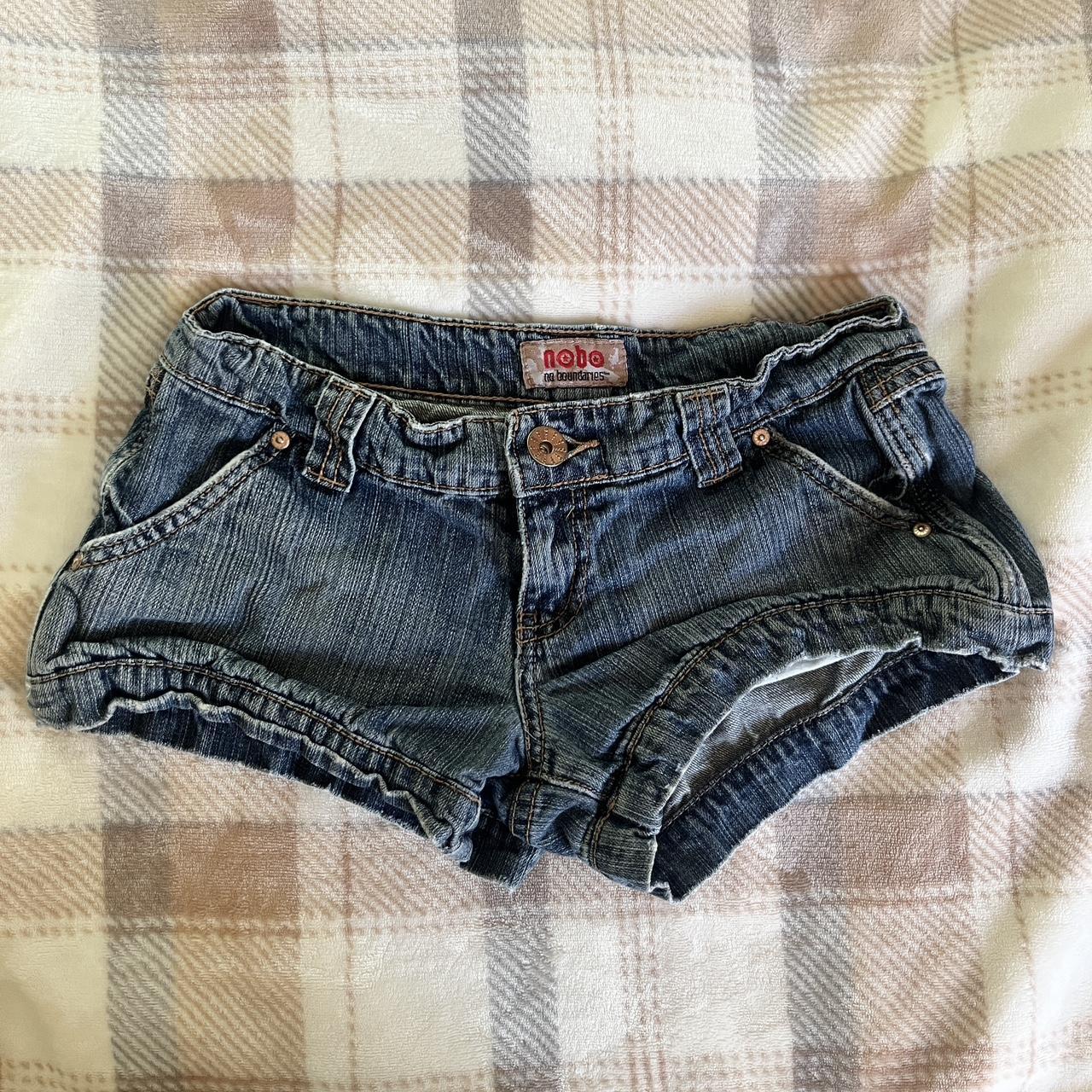super cute mini jean shorts!! size 5 but fits like... - Depop
