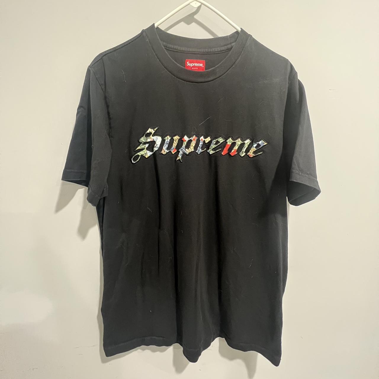 Supreme Multicolor Embroidered Logo T-Shirt Black... - Depop