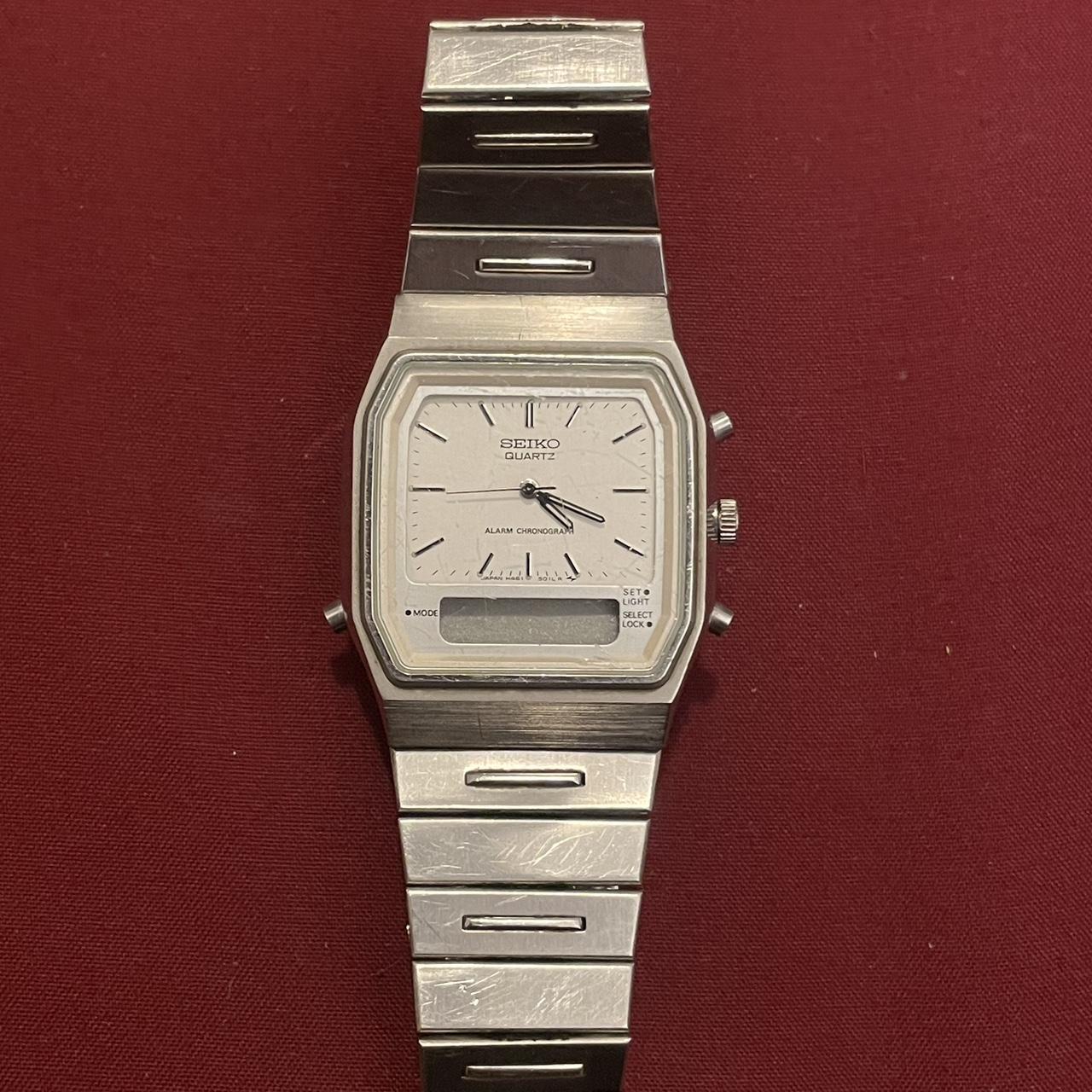 Silver Seiko analog and digital watch Couple... - Depop