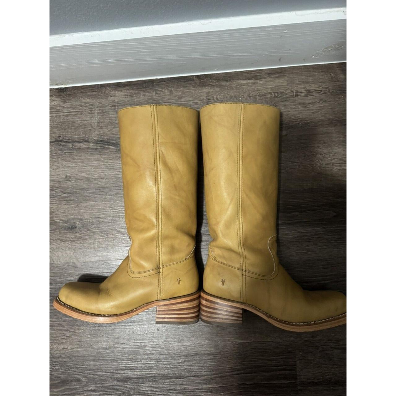 Frye 14L Iconic Campus Boots Banana Yellow Crunch... - Depop