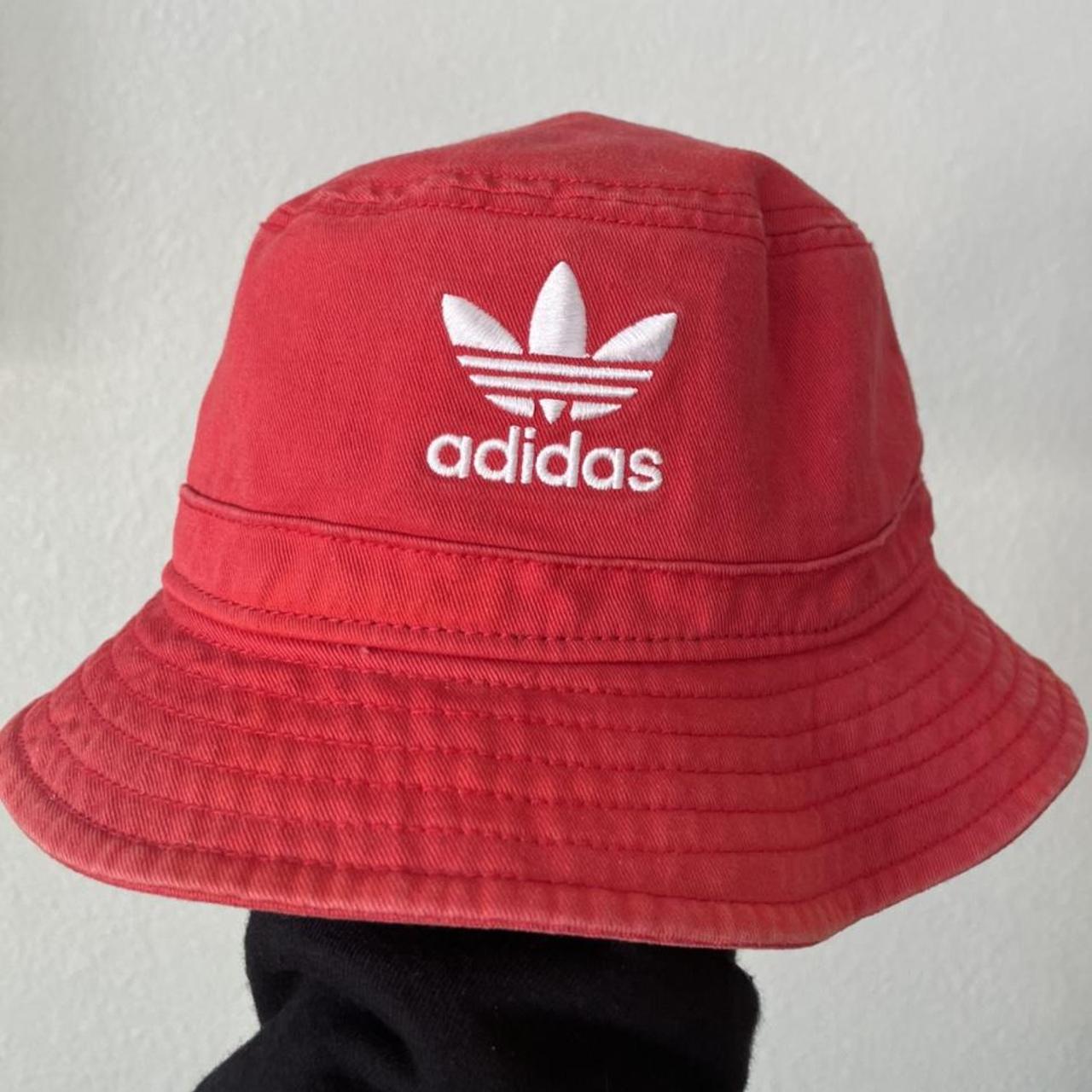 Adidas red bucket hat! Worn only a handful of times,... - Depop