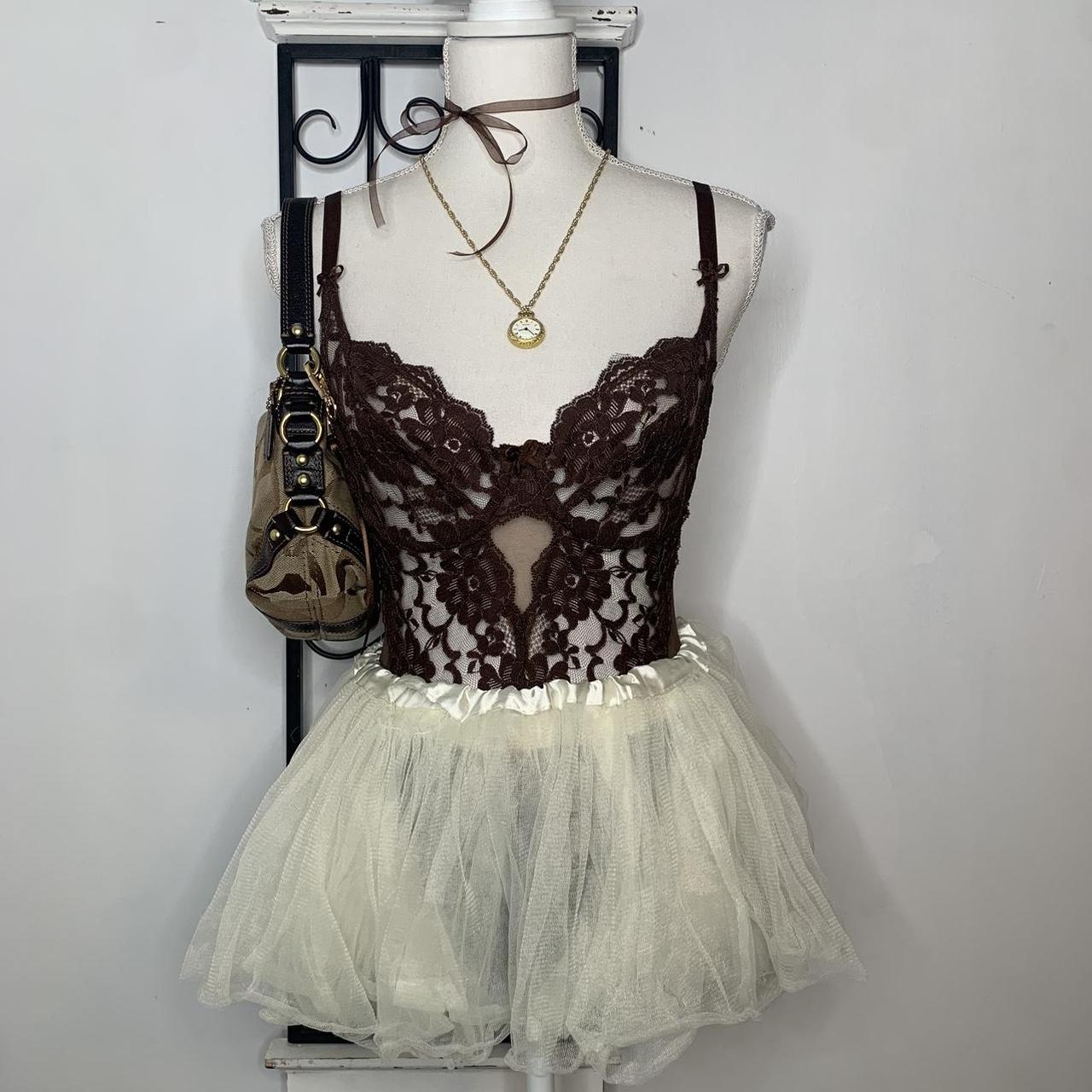 Vintage Victoria’s Secret brown lace teddy bodysuit... - Depop