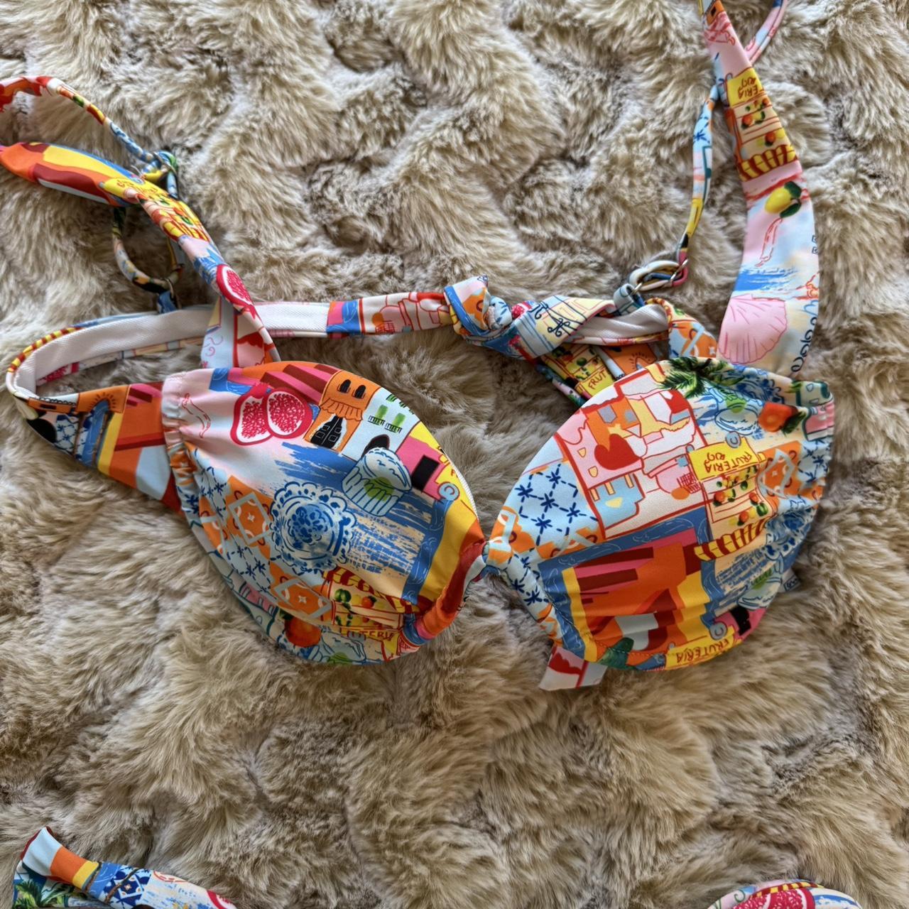 Jimmi Swim patterned bikini set with thong cheeky... | Depop