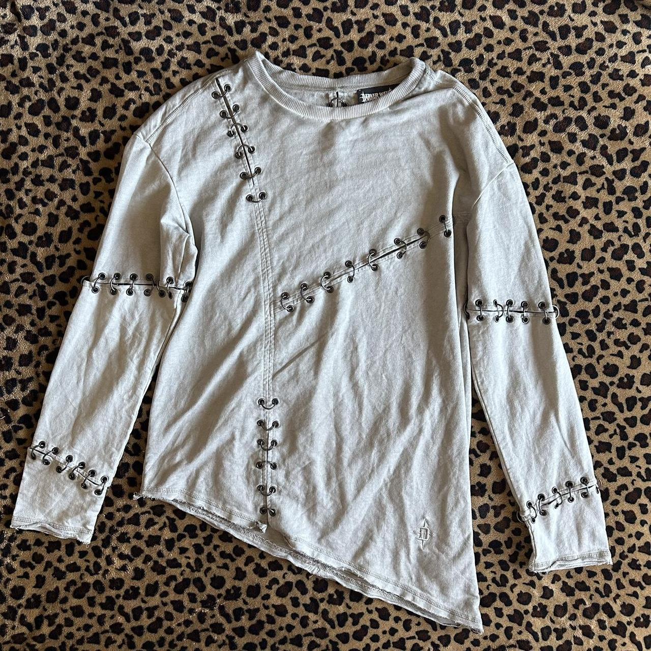 Modulation Unisex Ecru Pierced O-Ring Tee Darker... - Depop