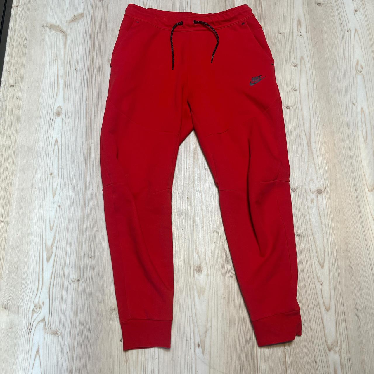 Red Nike Tech Fleece Pants - Depop