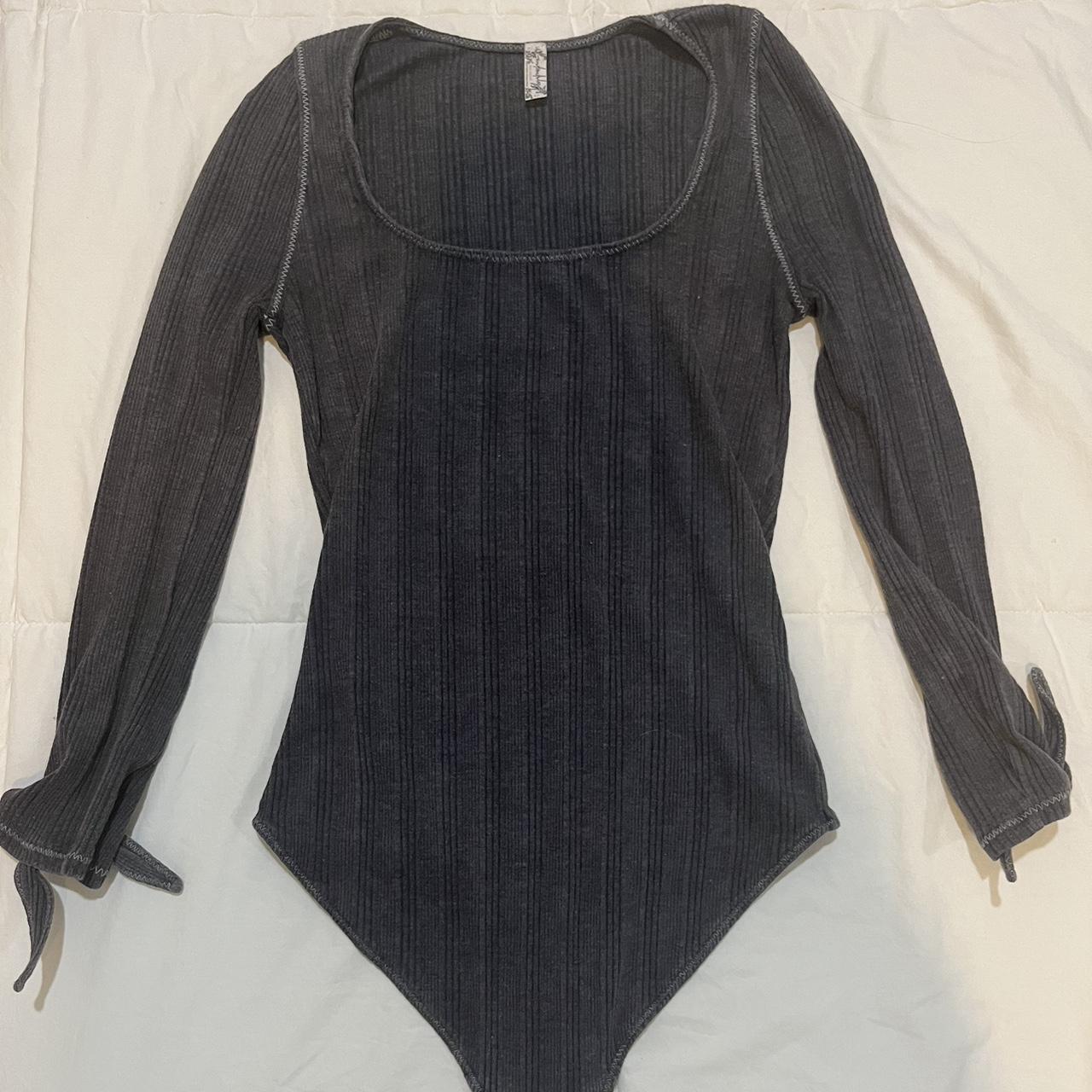 Free People ribbed gray bodysuit #freepeople #tops... - Depop