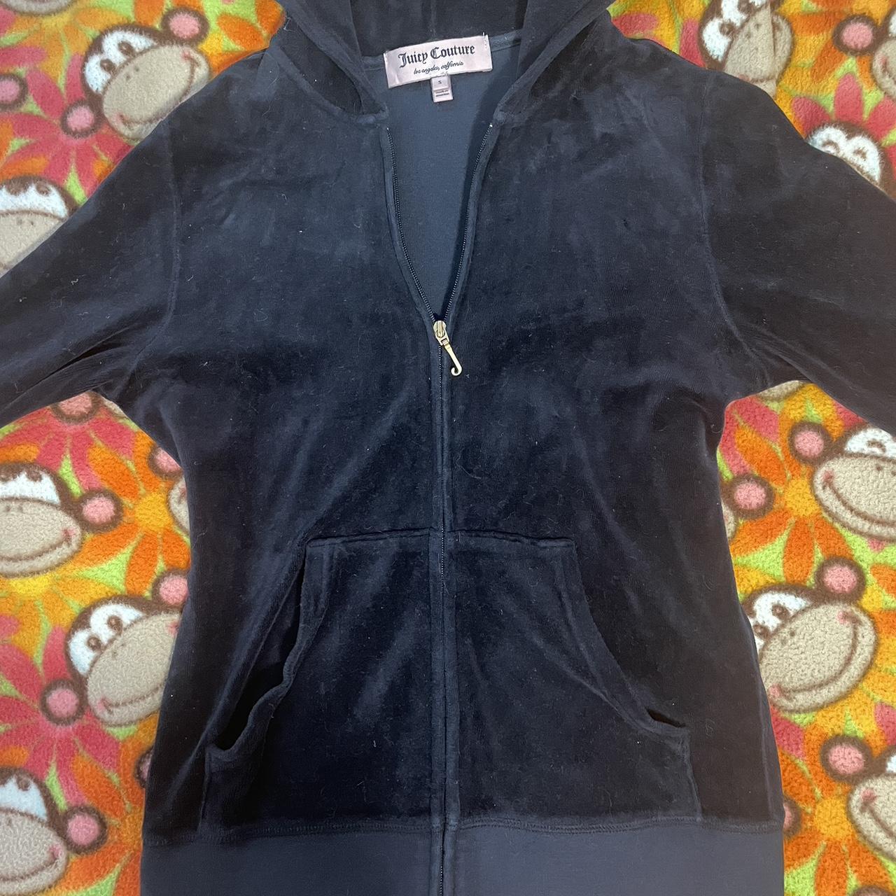Navy blue Juicy Couture velour zip up hoodie Size:... | Depop