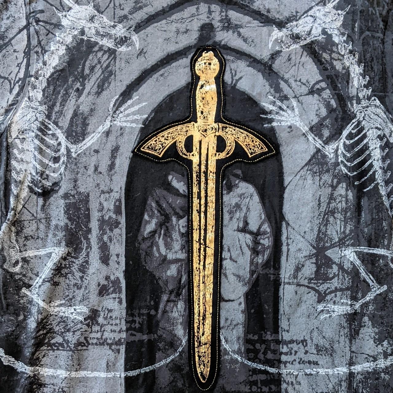 ⚔️🐉 Vintage Y2K cyber goth all over print graphic tee... - Depop