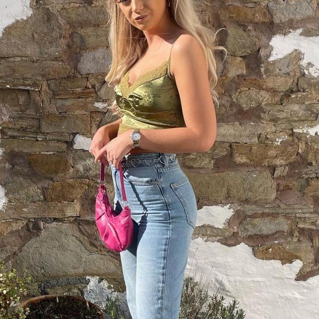 Green Lace Crop Top Would Fit 46 Depop