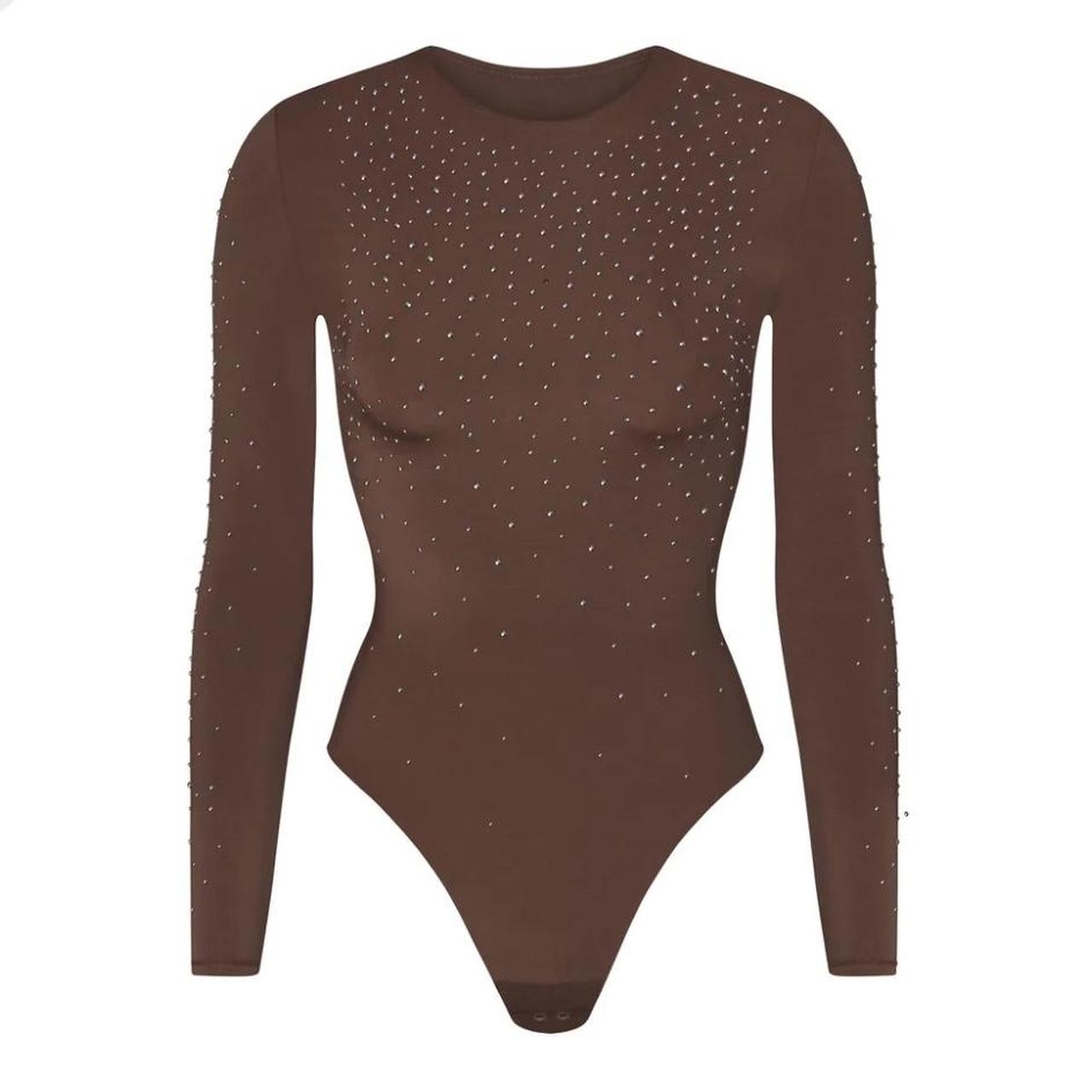 Swarovski X Skims Jelly Sheer Bodysuit In Cocoa Depop