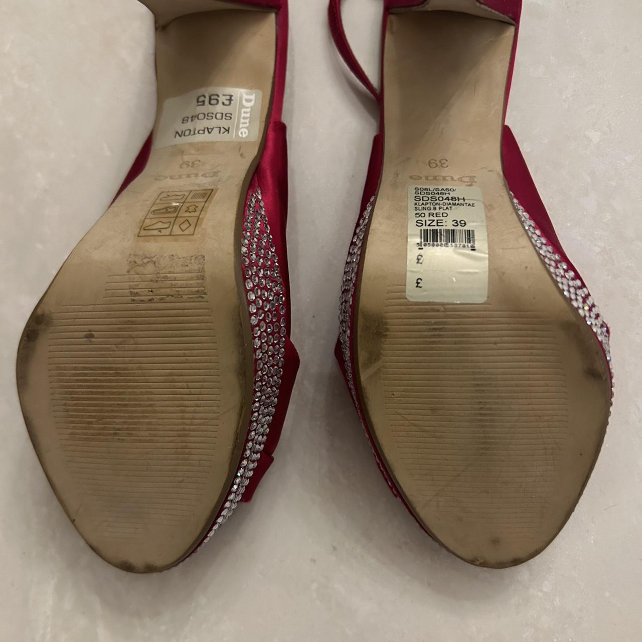 Dune Red Satin Sandals, never worn, size 6, cost £95... - Depop