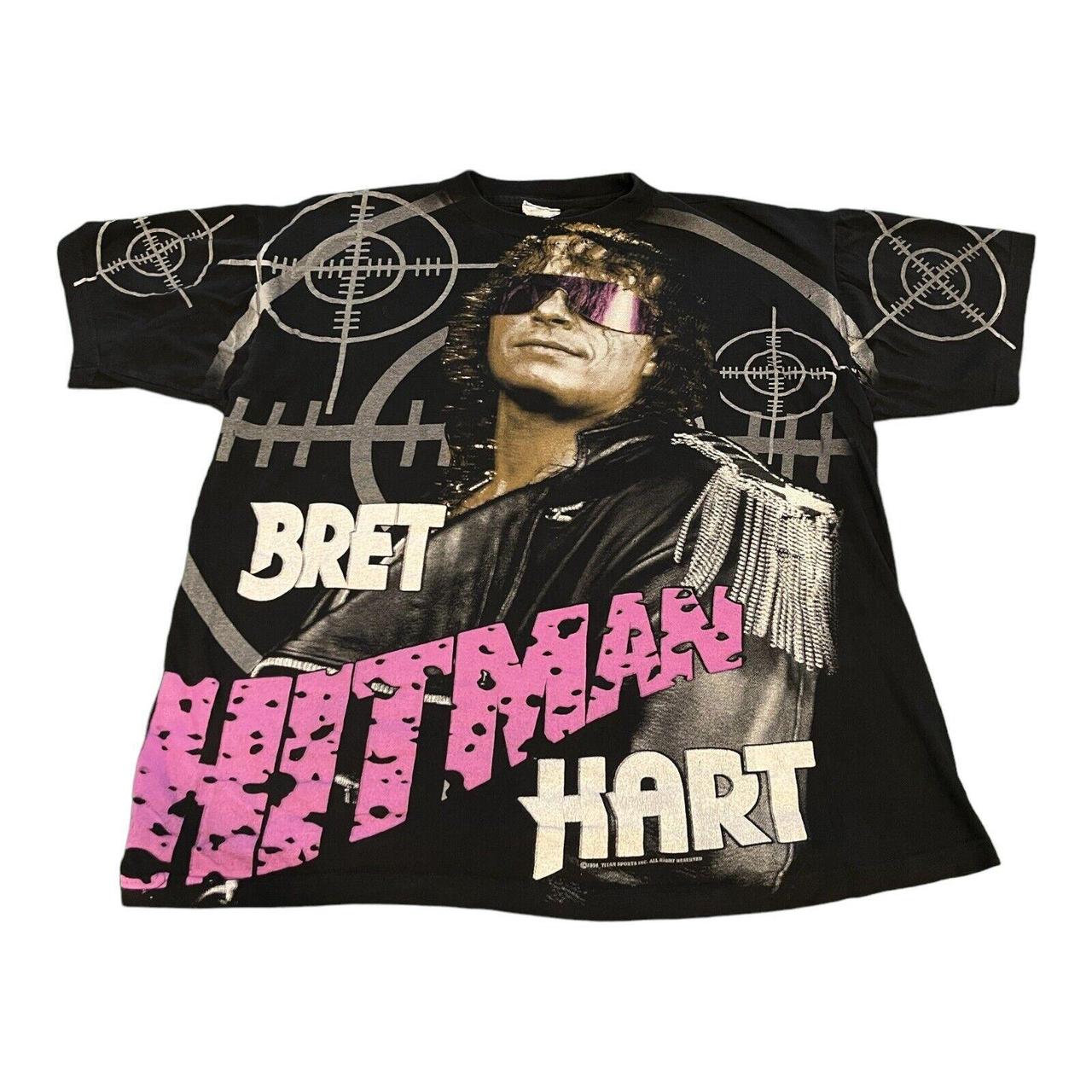 WWF 90’s 1995 Bret Hart AOP Wrestling T-Shirt L Rare... - Depop