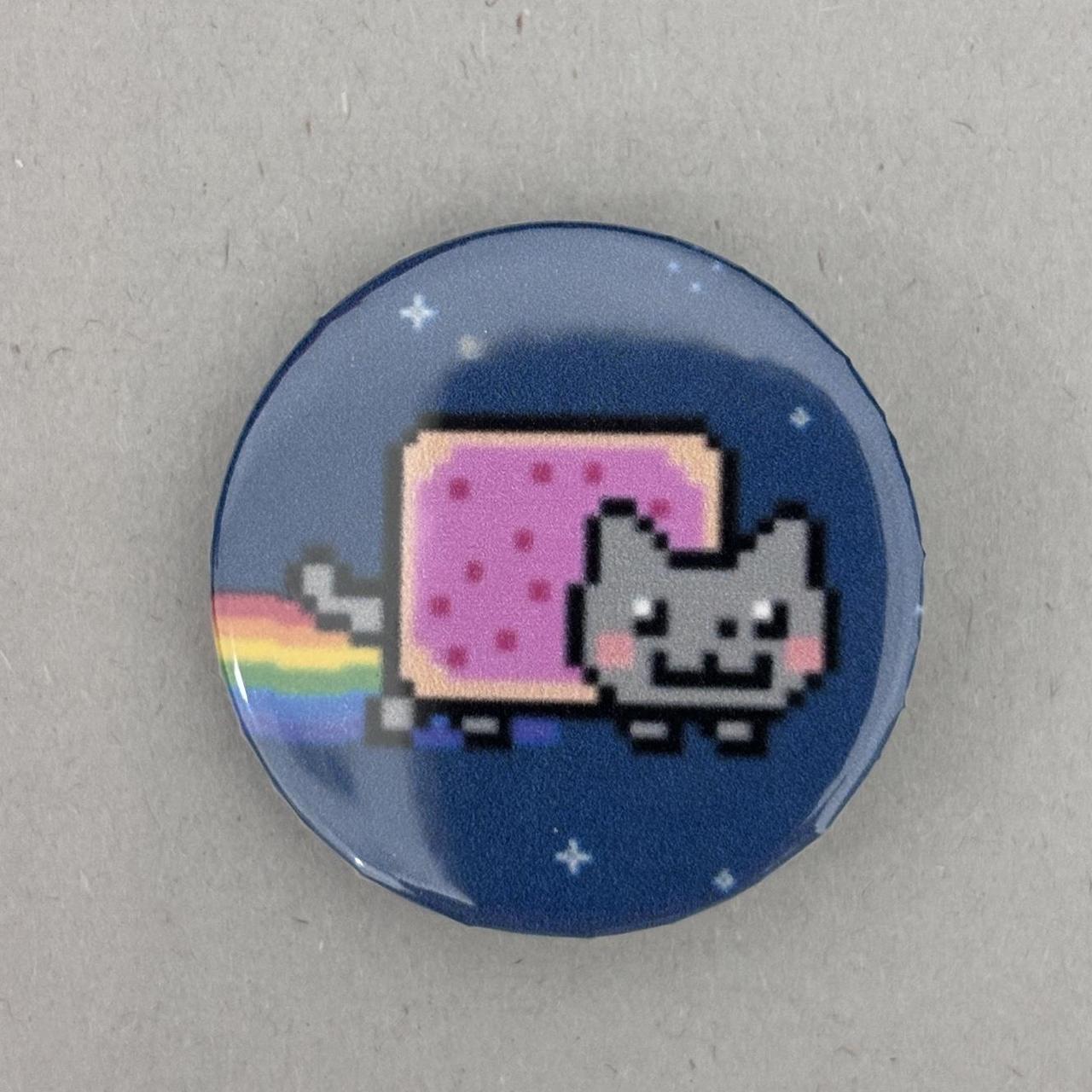 handmade nyan cat button pin perfect to put on... - Depop