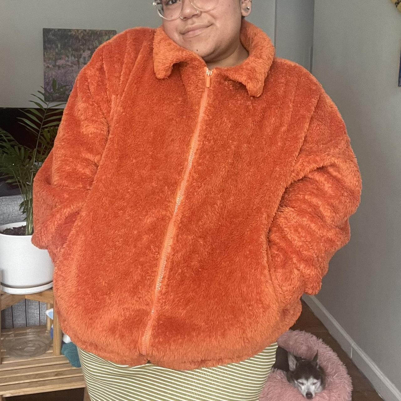 Old Navy orange puffy soft zip up jacket with... - Depop