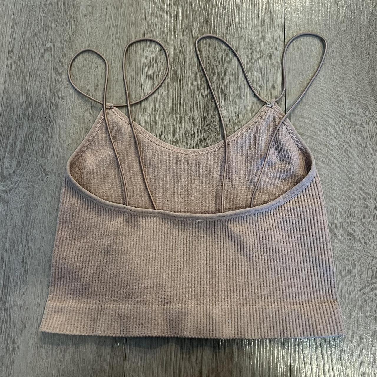 Stretchy tan crop top with straps from Forever 21 - Depop