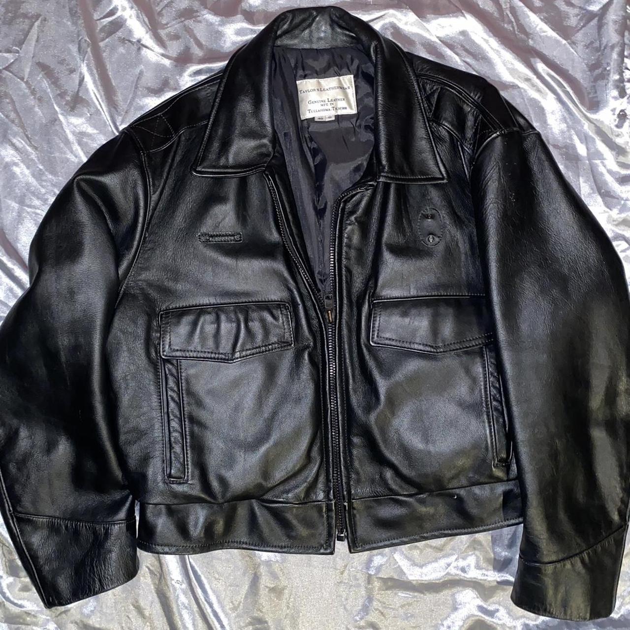 Cow hide police jacket Taylor’s leatherwear Made in... | Depop