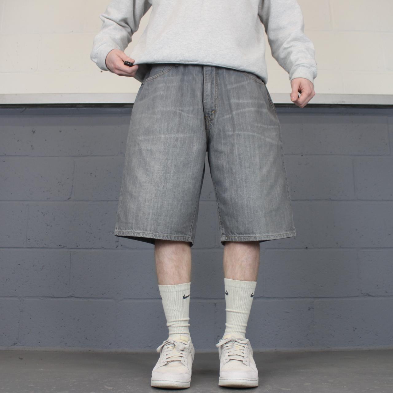Levis jorts Loose hip hop skate shorts Grey baggy... - Depop