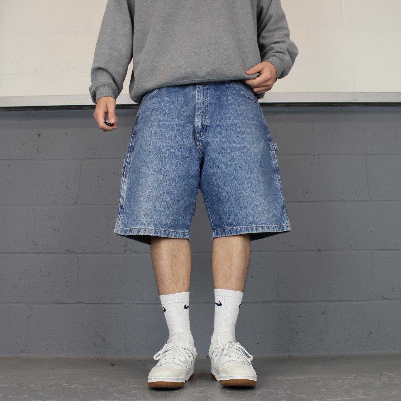 Blue carpenter jorts Loose Wrangler rap skate... - Depop
