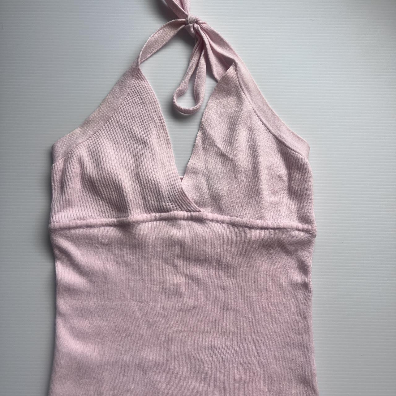 thrifted pink halter top some discoloration shown... - Depop