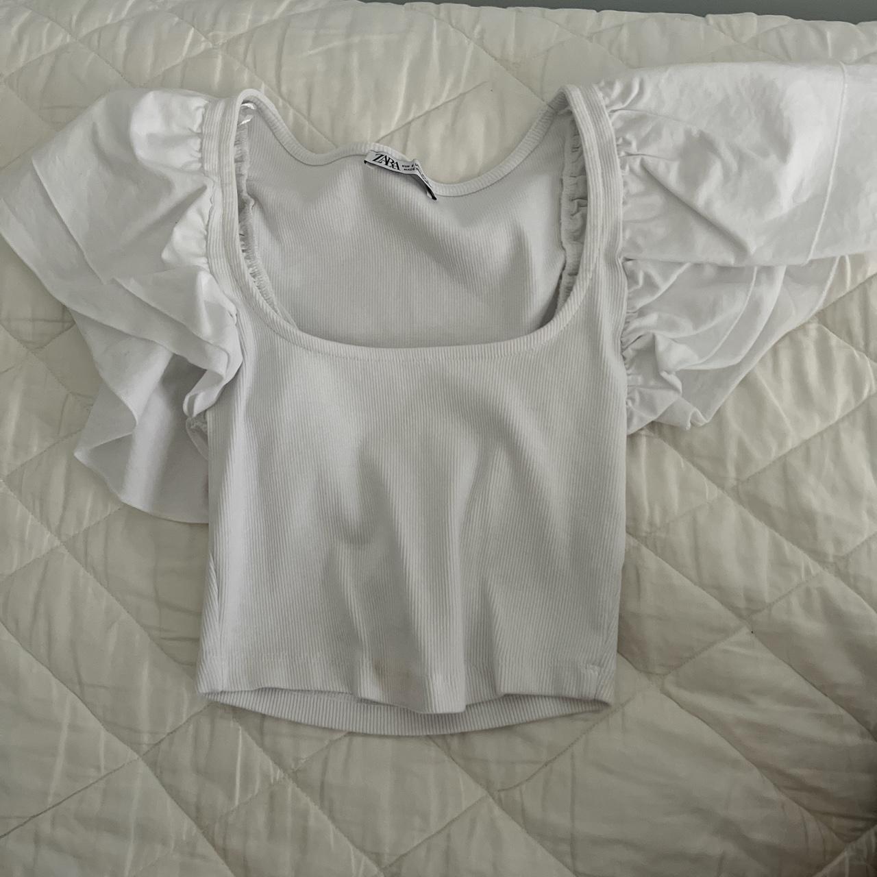 Zara ruffle white crop top | Depop