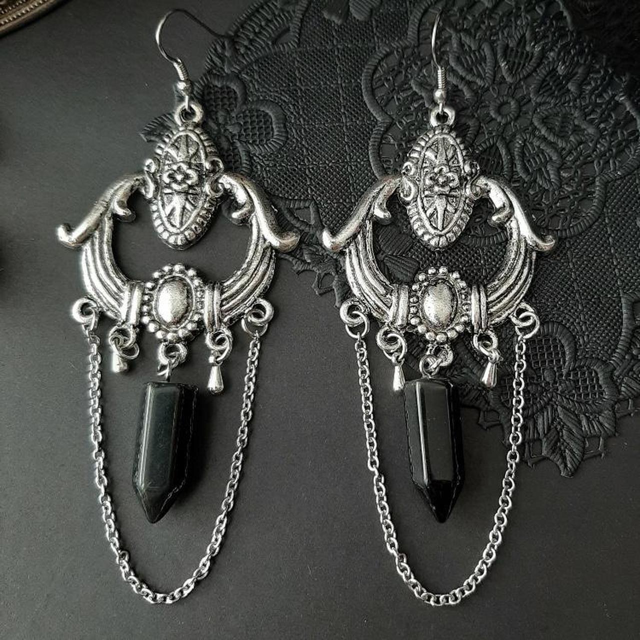 gorgeous oversized intricate goth dangle earrings.... - Depop