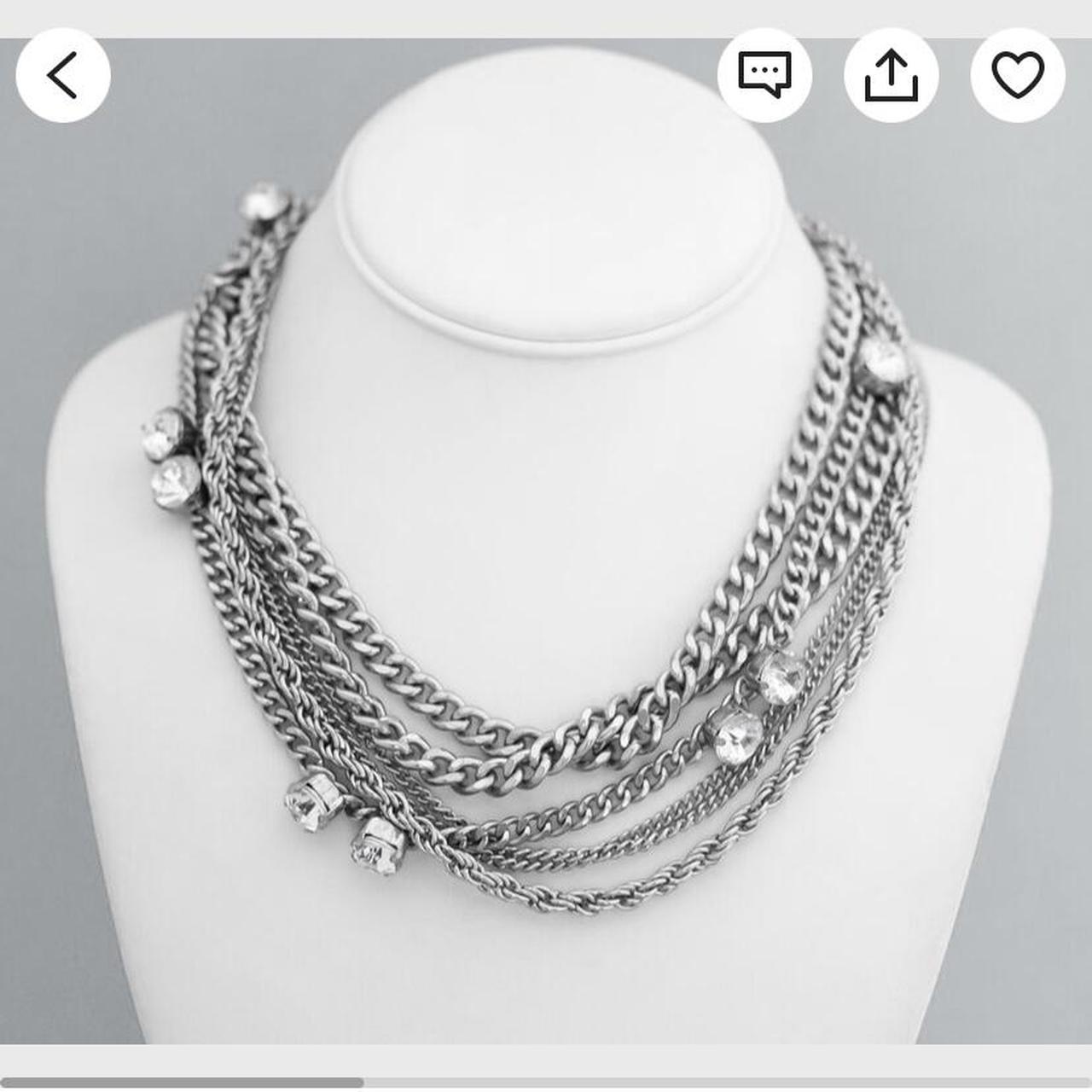 super cool chunky layered silver tone chain necklace... - Depop