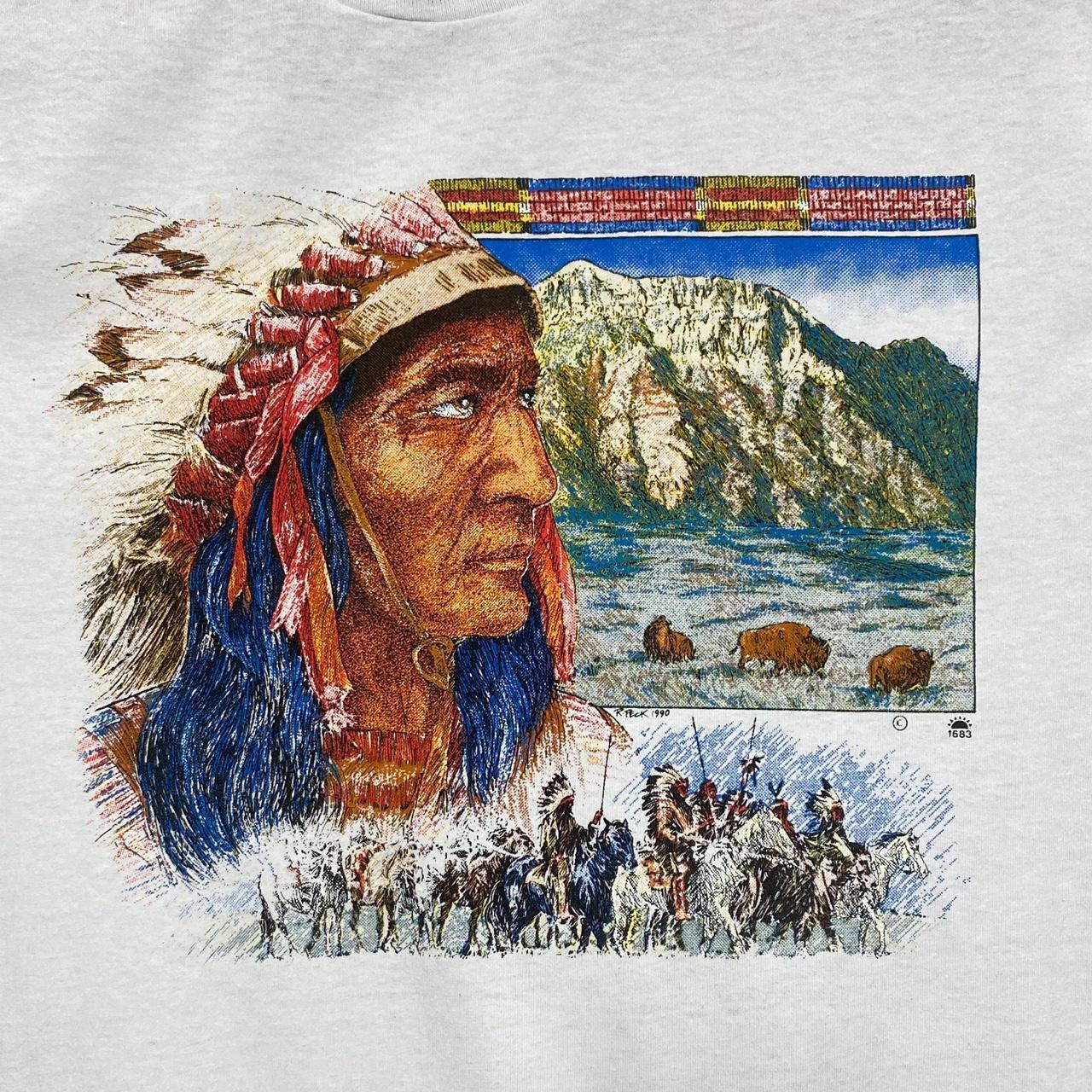 Vintage 90’s HANES Native American Chieftain Nature... - Depop