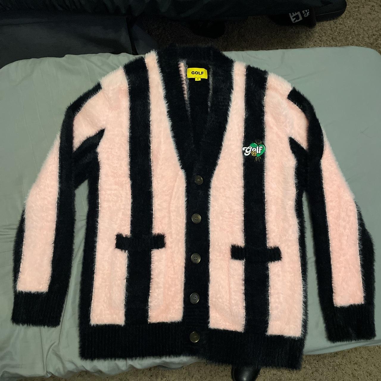Golf Wang Men's Pink and Black Cardigan | Depop