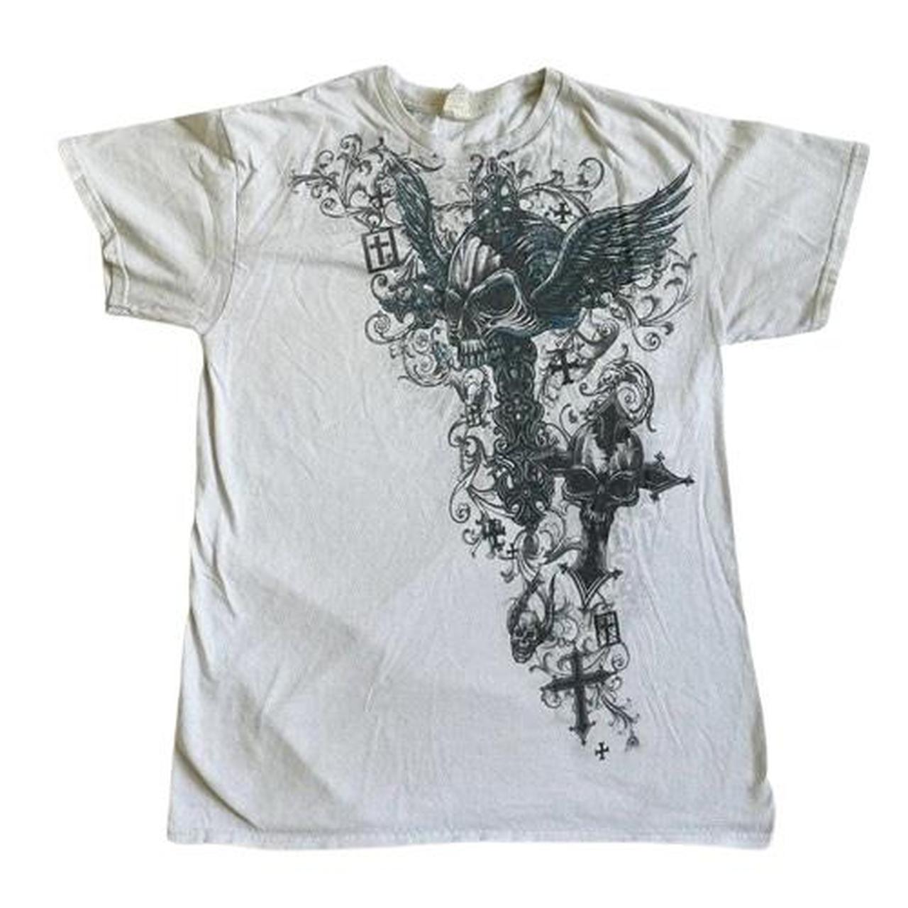 Y2k gothic skull t-shirt White Brand new... - Depop